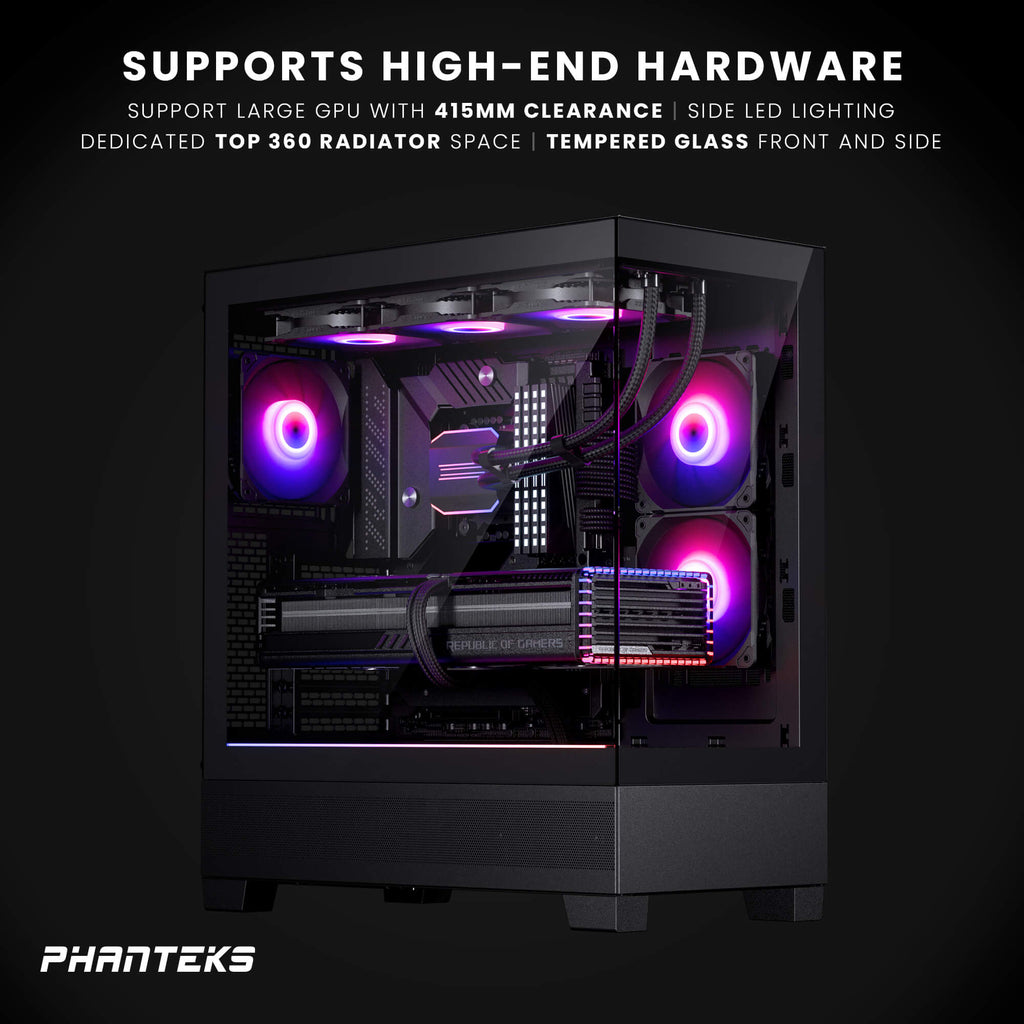 Phanteks XT View, Mid-Tower Gaming Chassis, Tempered Glass Front and S